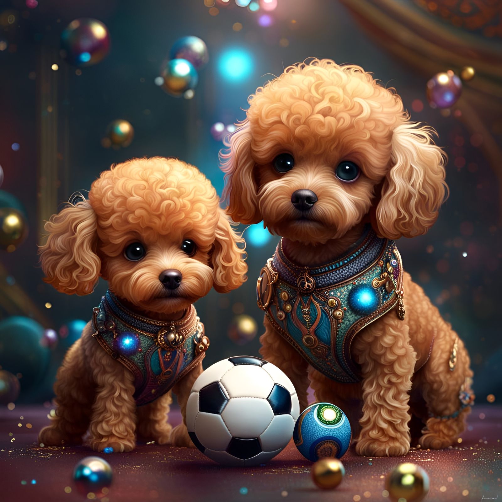 Cute Baby Poodles Playing Football - AI Generated Artwork - NightCafe ...
