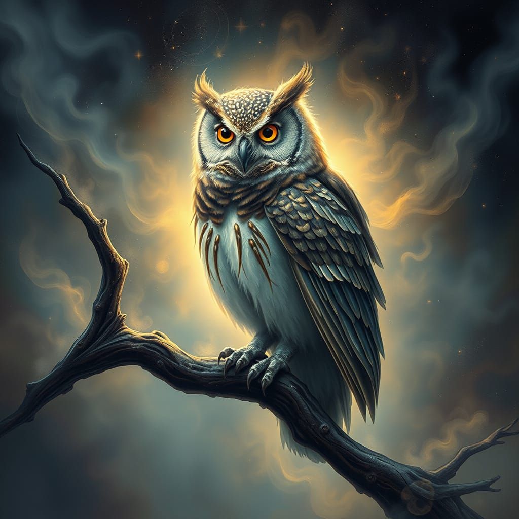 Owls magic - Mystical Owl in Dreamlike Starlight