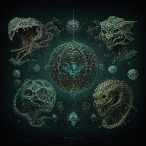 Surrealist Alien Encounters in a Glowing Chart - AI Art