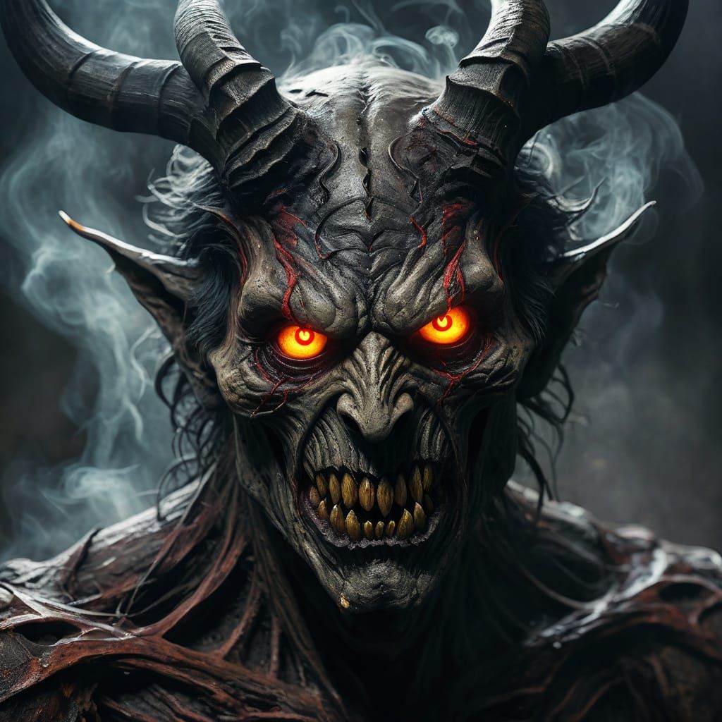 Ethereal Demon Formed from Twisted Smoke - AI Art