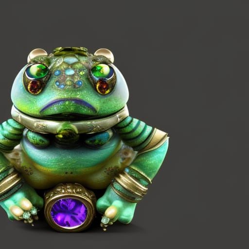 Emeramphibian Golem - Ethereal Opal Frog in Jewel Golem Form