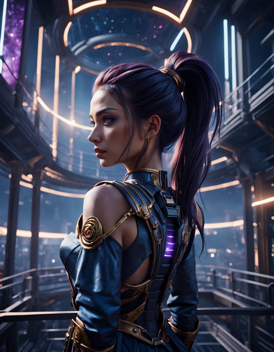 Fantastical Space Fashion Model in Deep Blues and ... - AI Art