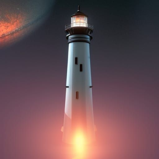 Lighthouse on the edge of a wormhole to another galaxy intricate mech ...