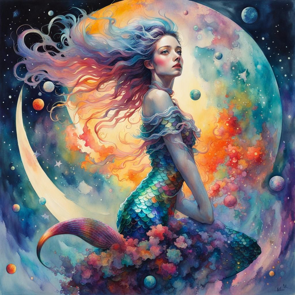Cosmic space mermaid goddess - AI Generated Artwork - NightCafe Creator