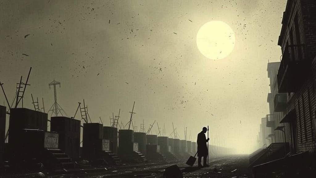 Cyberpunk Cinderella Sweeps Desolation Row - AI Art