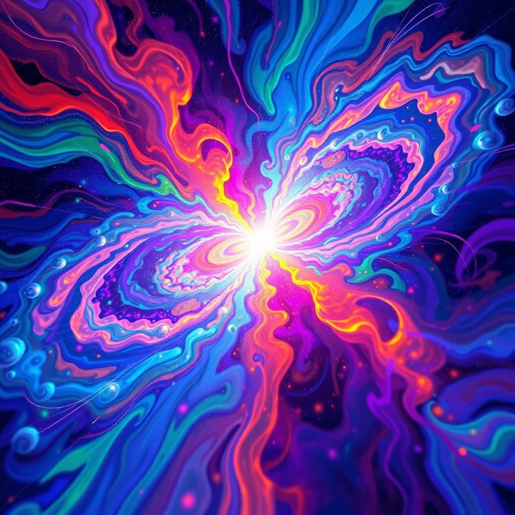 Ethereal Cosmic Convergence in Abstract Expression... - AI Art