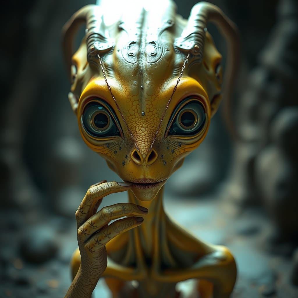 alien portrait - Otherworldly Alien Portrait in Grunge Aesth...