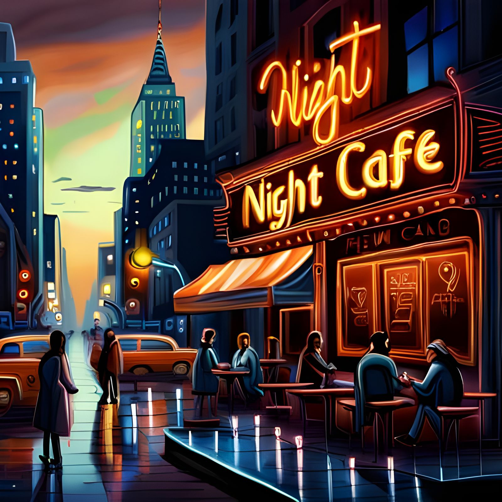 Night Cafe in New York - AI Generated Artwork - NightCafe Creator
