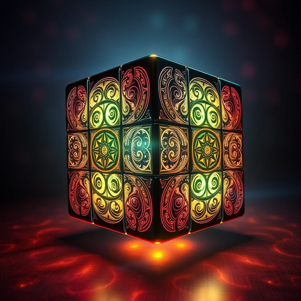 a Rubik's cube - Ancient Mystical Rubik's Cube Illuminated b...