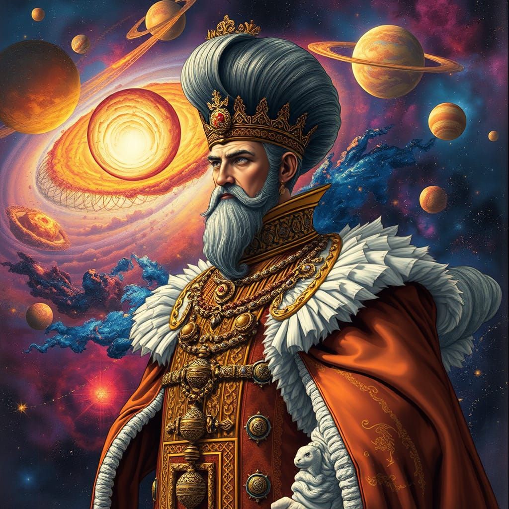 Baroque Space Opera with Intricately Coiffed Monar... - AI Art