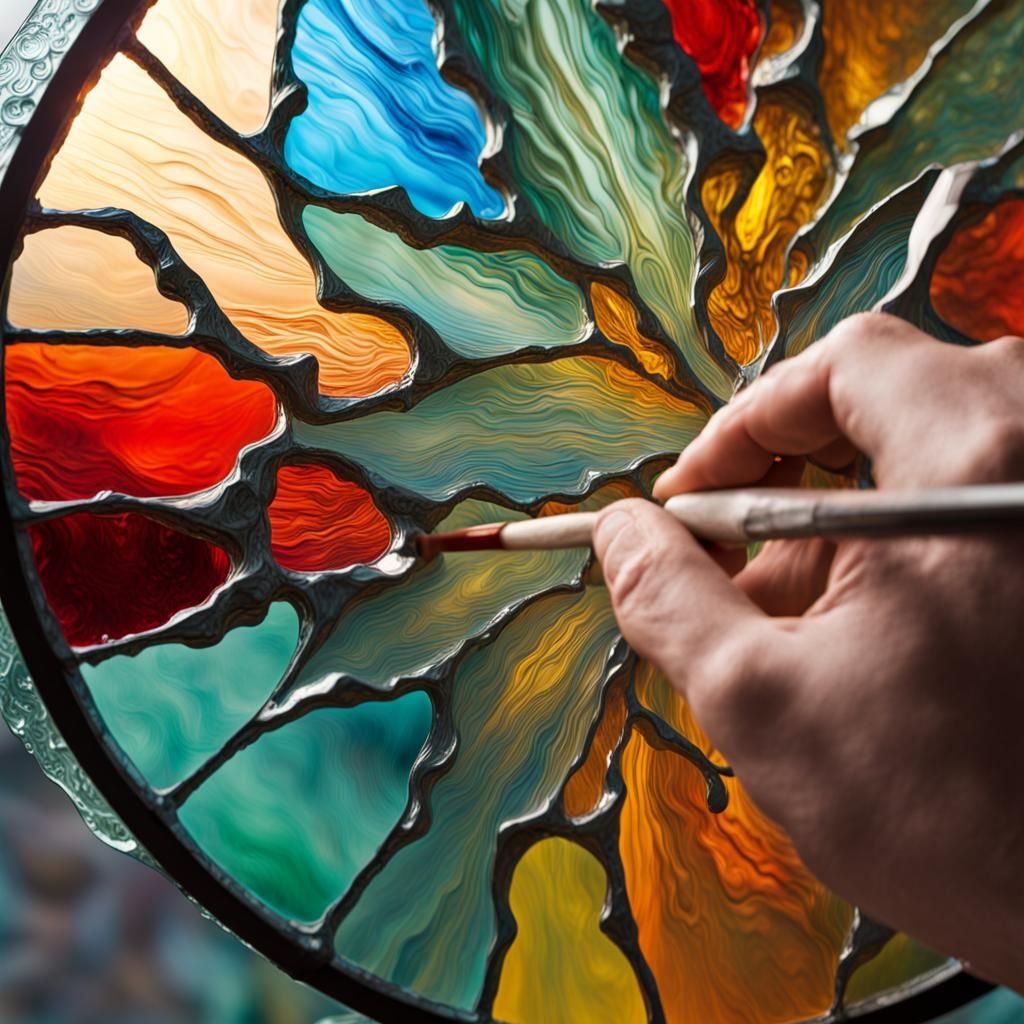 In Process Stained Glass Art - AI Generated Artwork - NightCafe Creator