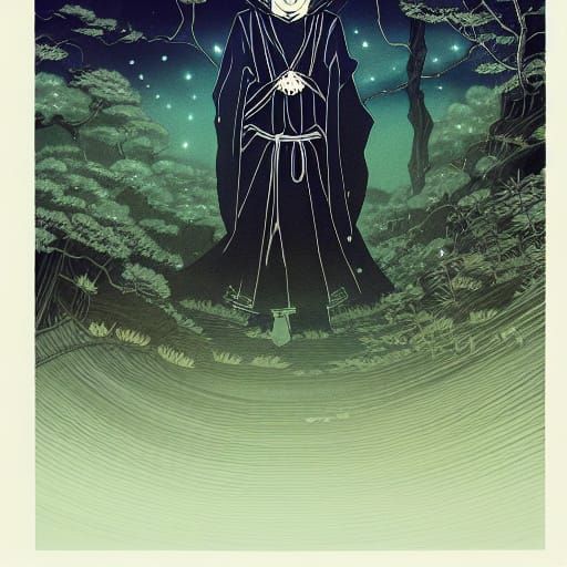 Ethereal Shinigami in Mystical Forest, Inspired by... - AI Art