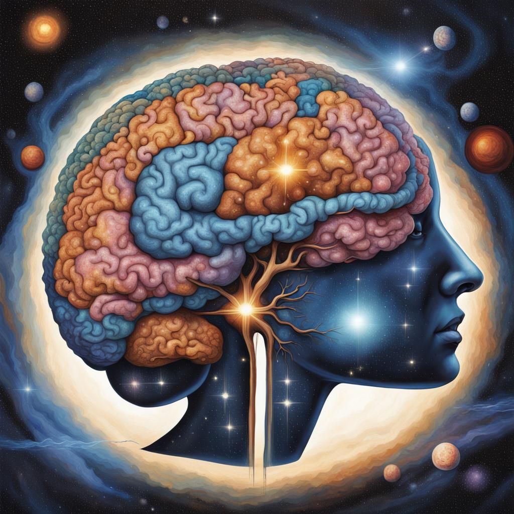 Create a thought-provoking representation of the universe as a vast ...