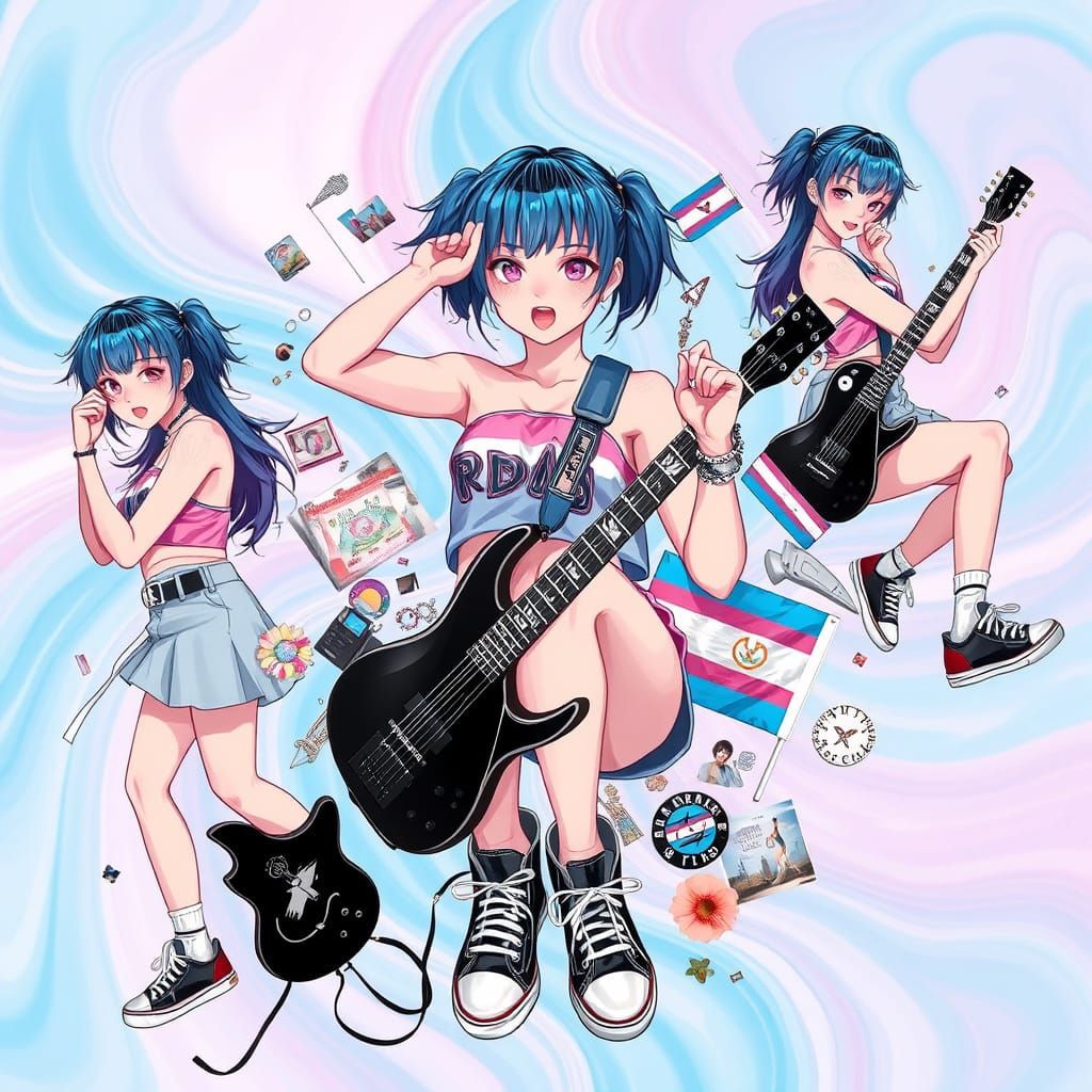 Emotive Trans Anime Girl in Vibrant Gradients and ... - AI Art