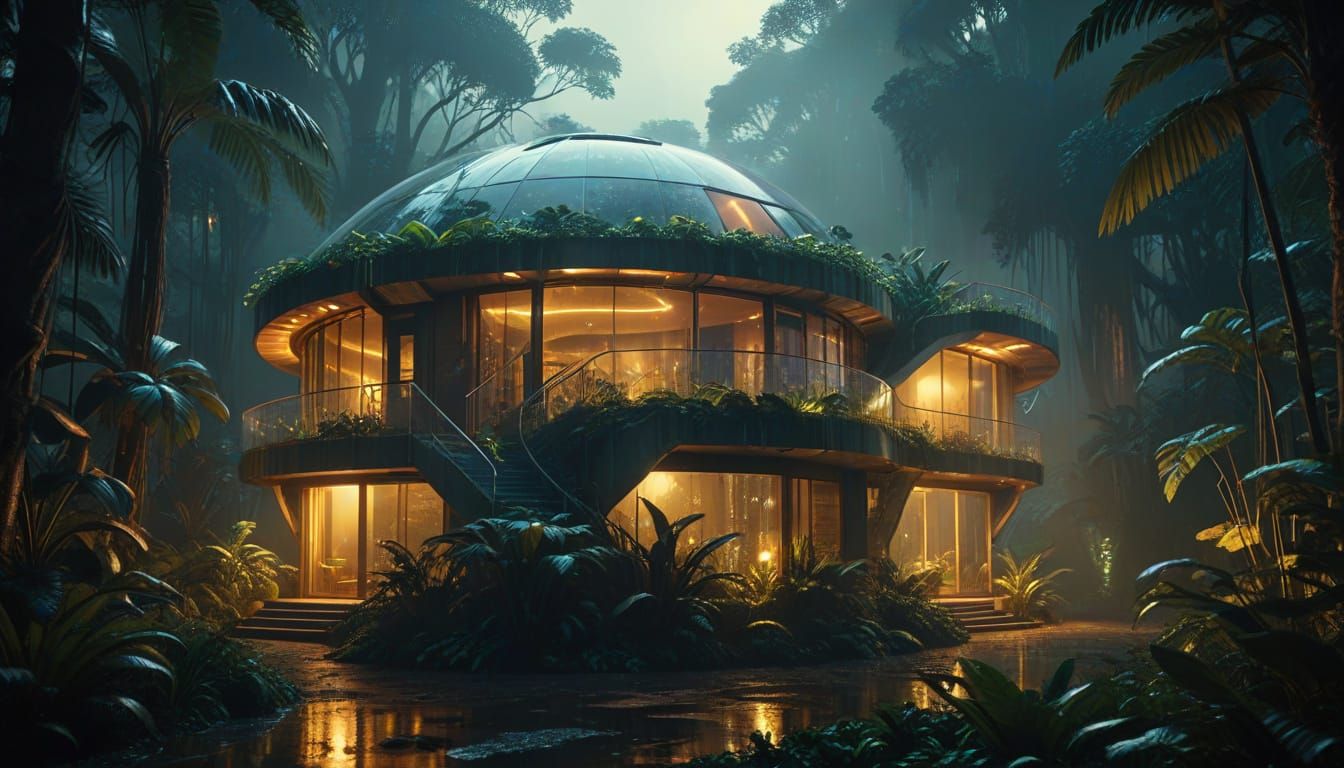 "A breathtaking solarpunk architectural marvel, a futuristic eco ...