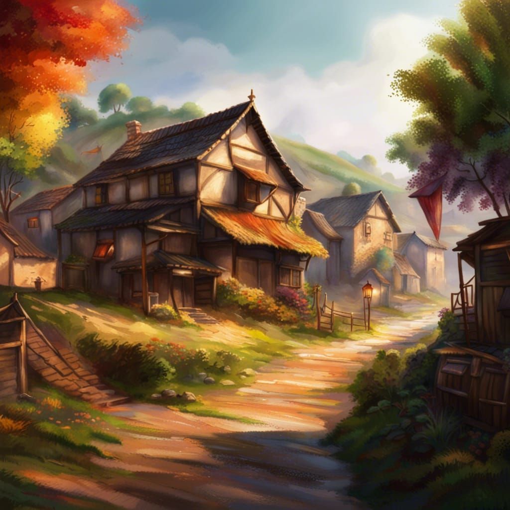 Village view - AI Generated Artwork - NightCafe Creator