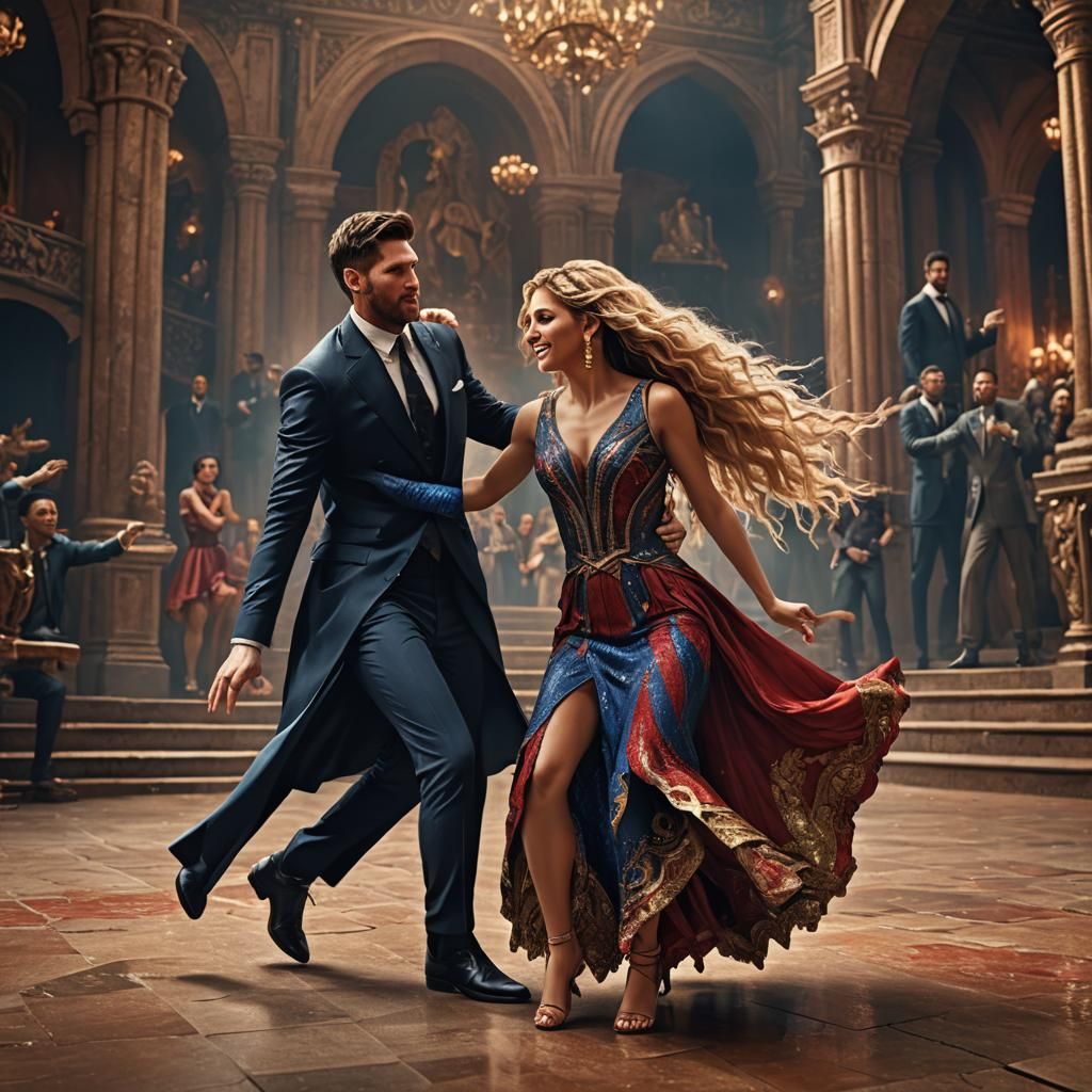 Shakira and Messi dancing tango - AI Generated Artwork - NightCafe Creator