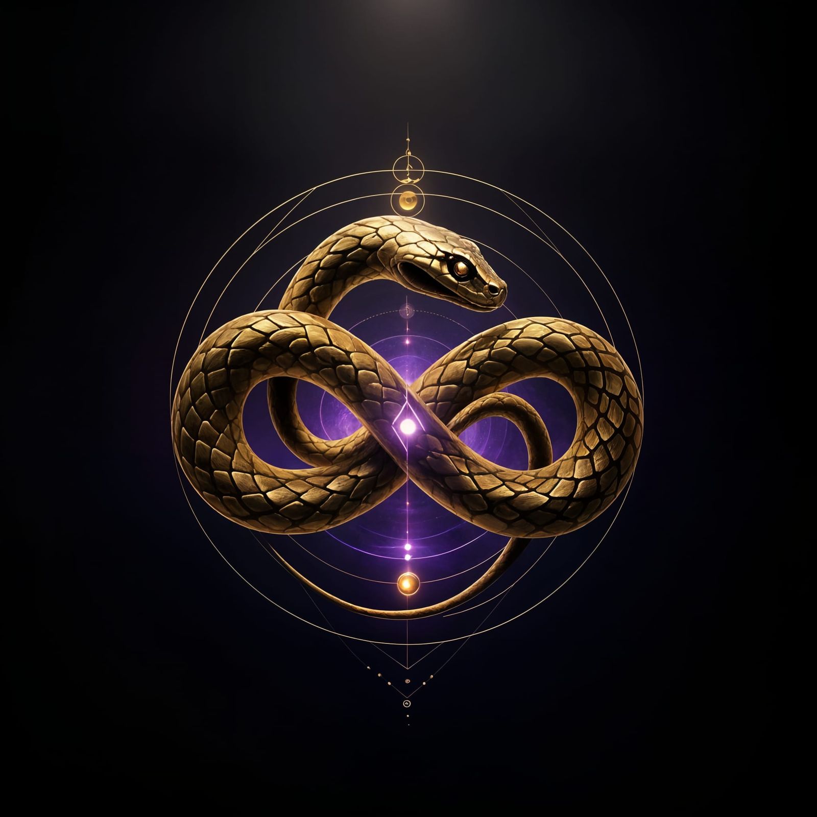 an Ouroboros shaped as an infinity symbol. The snake is sleek and ...