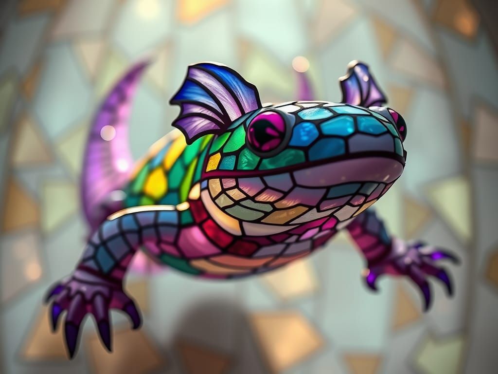 Axolotl rendered in a stained-glass style...(3)