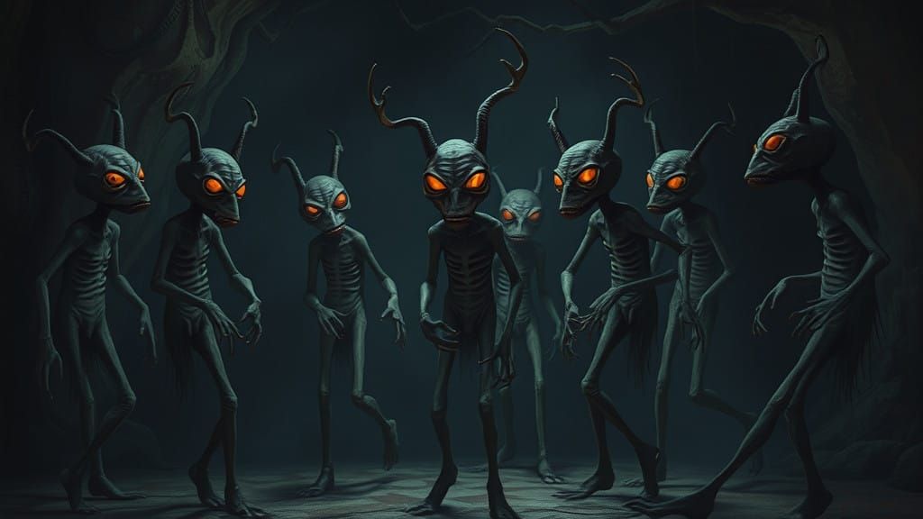 Ethereal Gathering of Ancient, Twisted Creatures i... - AI Art