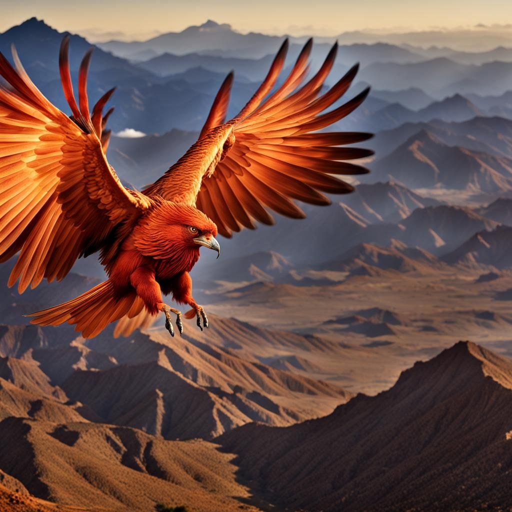 phoenix flying over a mountain - AI Generated Artwork - NightCafe Creator