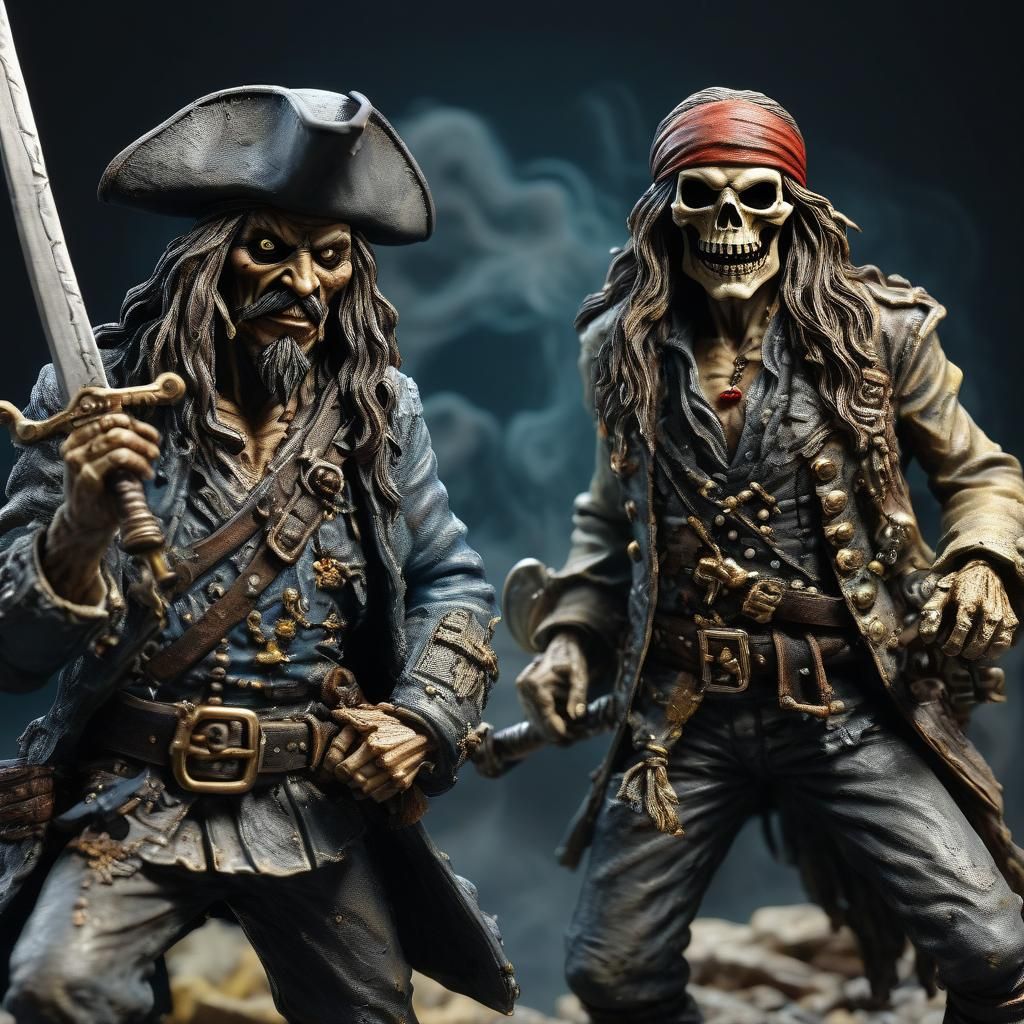 Ivory miniature figurines of pirates and Eddy from Iron maiden ...