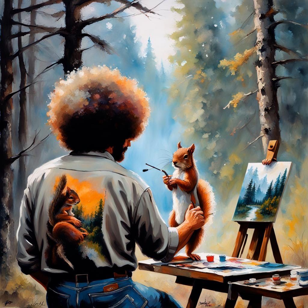 Bob Ross - AI Generated Artwork - NightCafe Creator