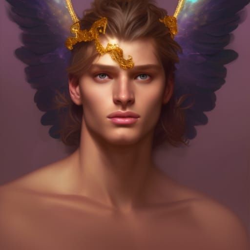 Extravagant ethereal Victoria secret angelic male supermodel gold ...