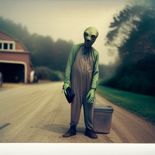 Creepy Space Alien Creatures Rummaging Through my Trash in the Driveway ...