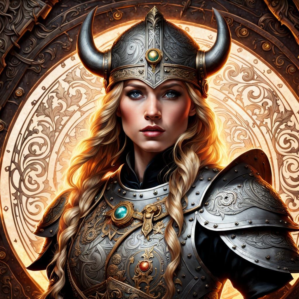 Viking shieldmaiden - Baroque Steampunk Shieldmaiden Portrai...