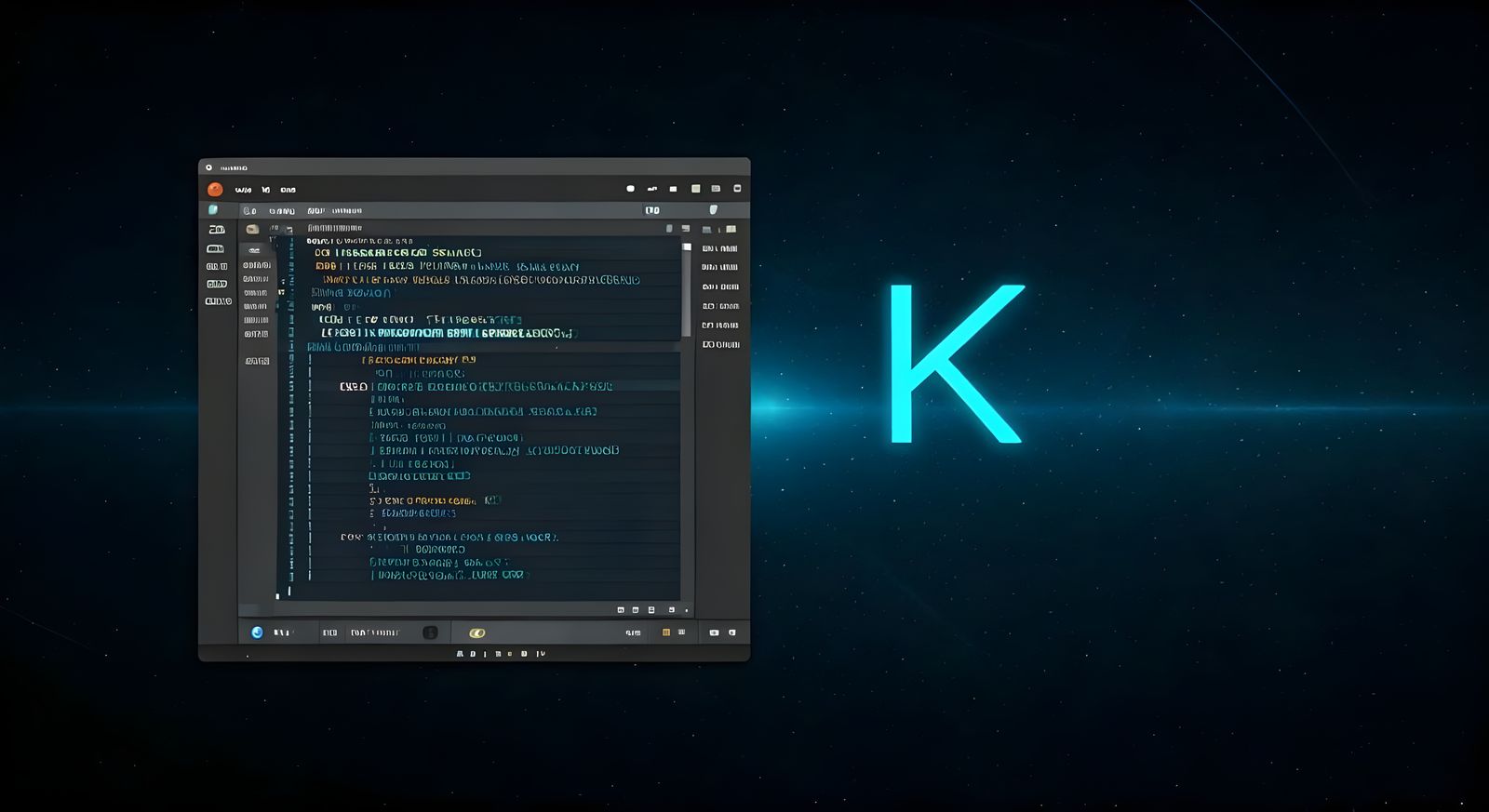 Cyberpunk Text Editor in Space Editing Python Code - AI Art