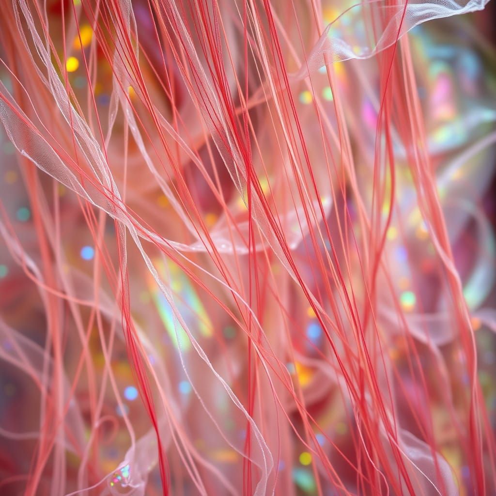 woven musical strings - Surreal Tapestry of Iridescent Strin...