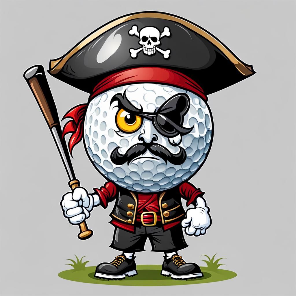 Pirate Golf Ball Sports Mascot Cartoon - AI Generated Artwork ...