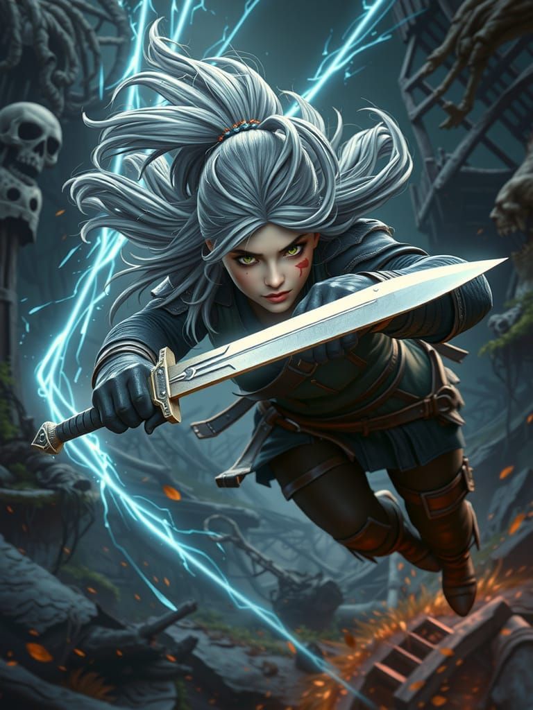 Create a vivid and dynamic portrayal of Cirilla Fiona Elen Riannon ...