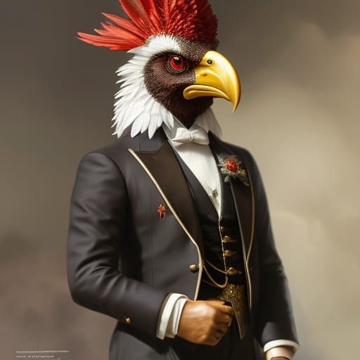 Anthropomorphic rooster in a tuxedo - AI Generated Artwork - NightCafe ...