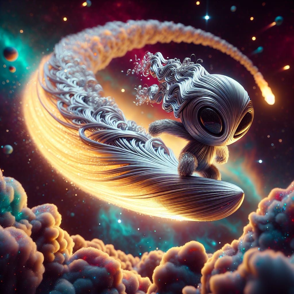 Alien bullet comet - Stunning Kawaii Alien Surfer Rides Glow...