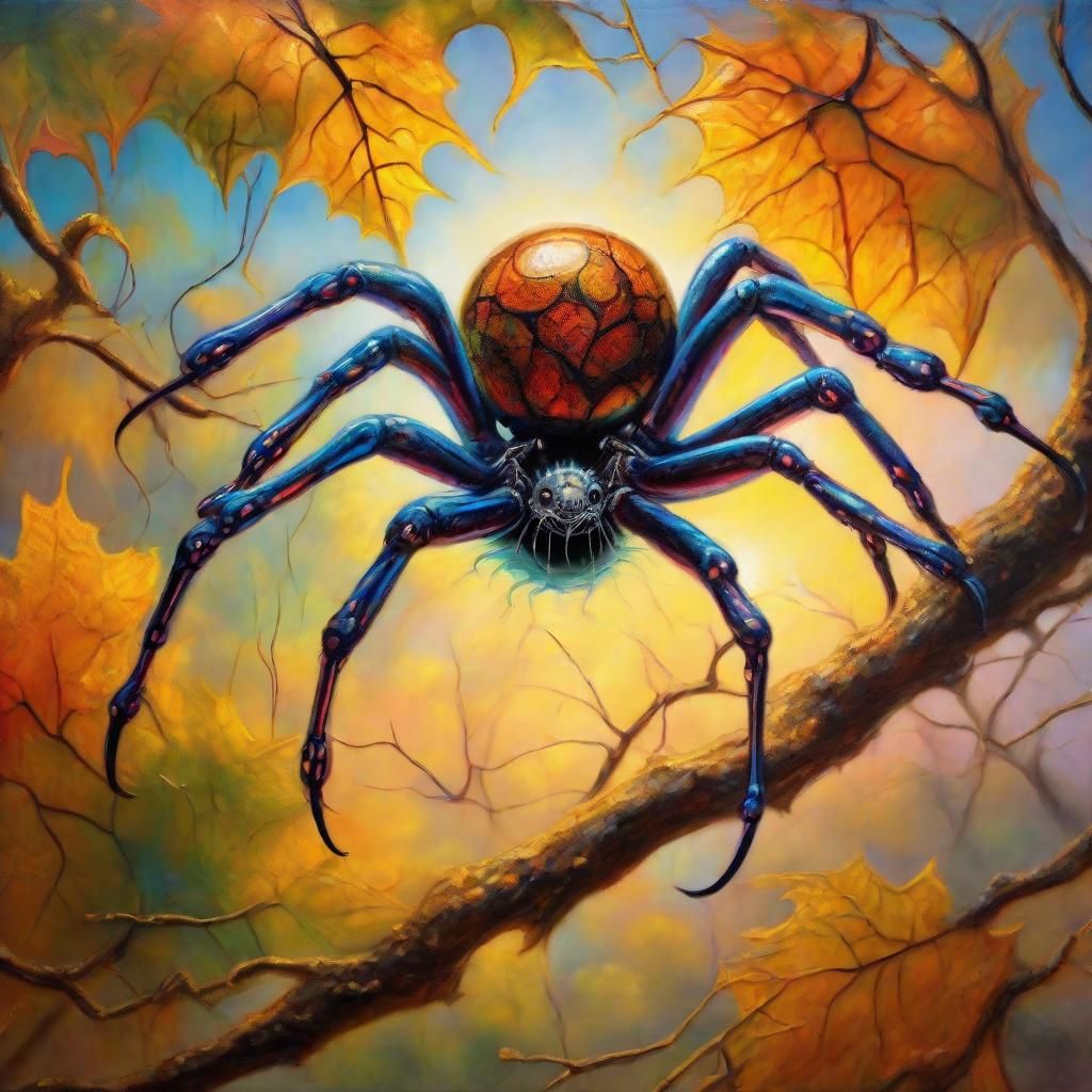 Surrealistic Roller Skating Spider in Vibrant Oil ... - AI Art