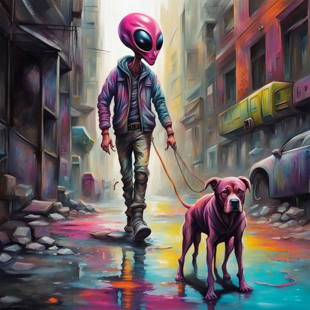 A DOG AND HIS ALIEN PAL - AI Generated Artwork - NightCafe Creator