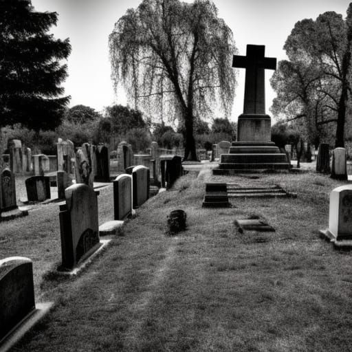 Eerie cemetery with shadows everywhere - AI Generated Artwork ...
