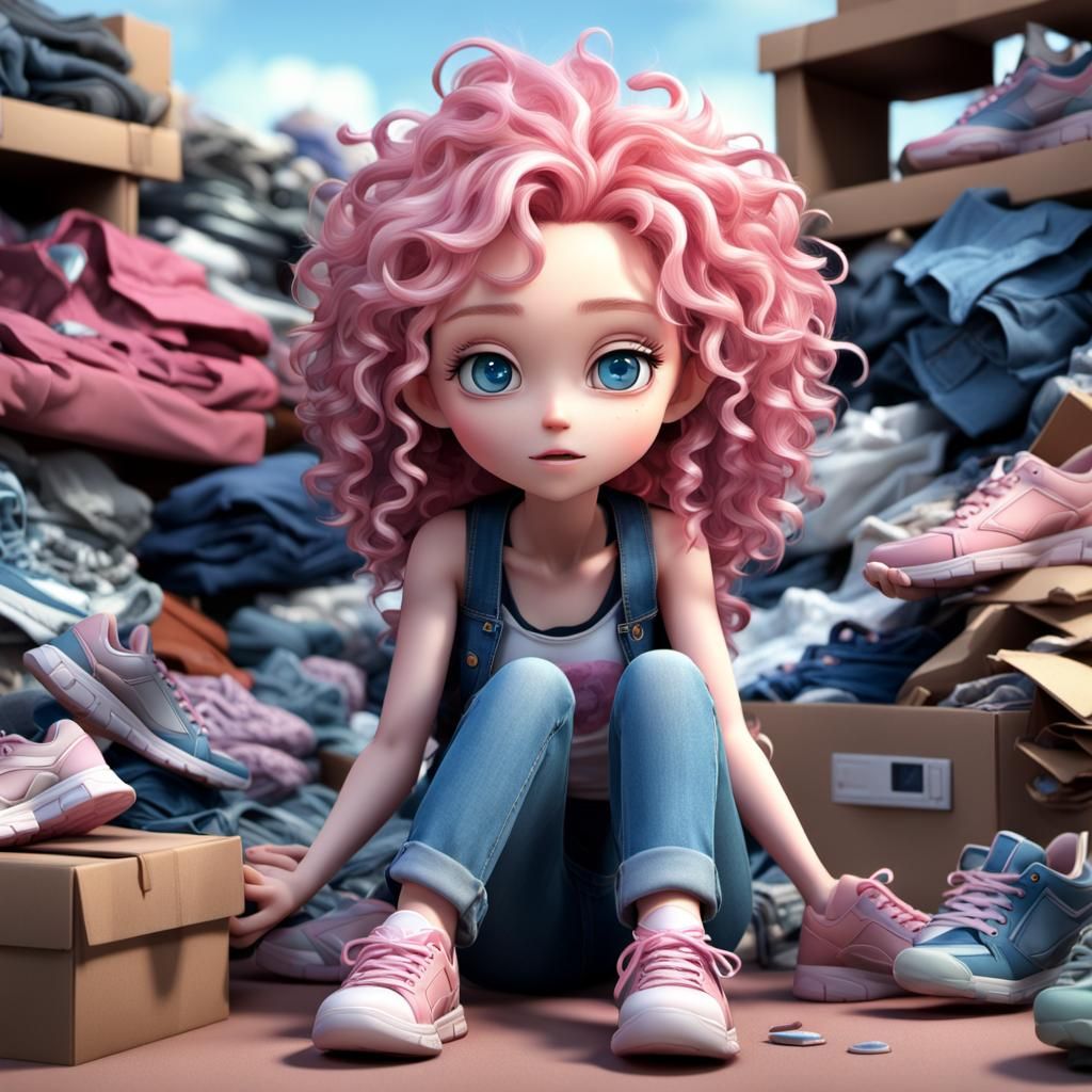 The job ahead - Hyper-Realistic Chibi Woman in Studio Setti...