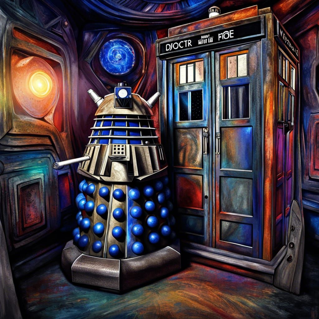 dalek and TARDIS - AI Generated Artwork - NightCafe Creator