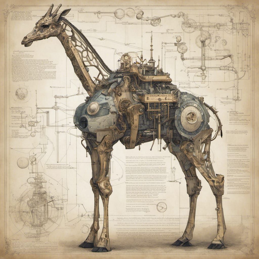 Amazing Futuristic Steampunk Giraffe Robotic Prototype - AI Generated ...
