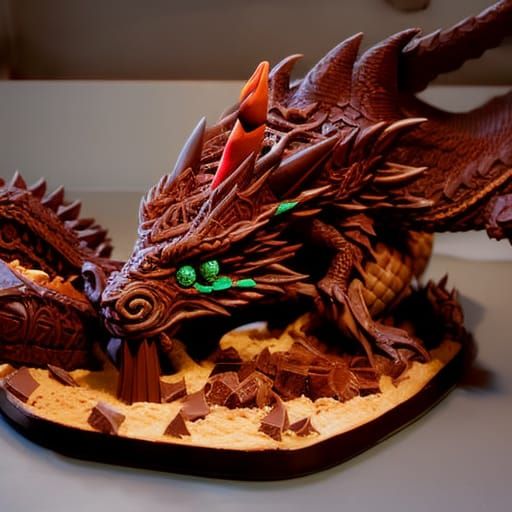 Chocolate dragon in his lair of peanut butter - AI Generated Artwork ...