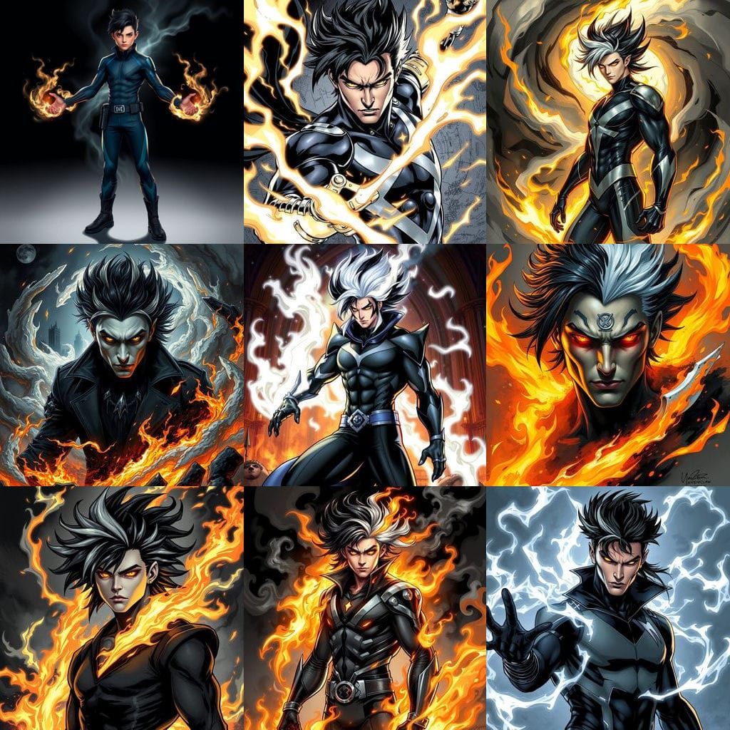 Vali Ravenclaw as a male X-Men Mutant Character With black and white ...