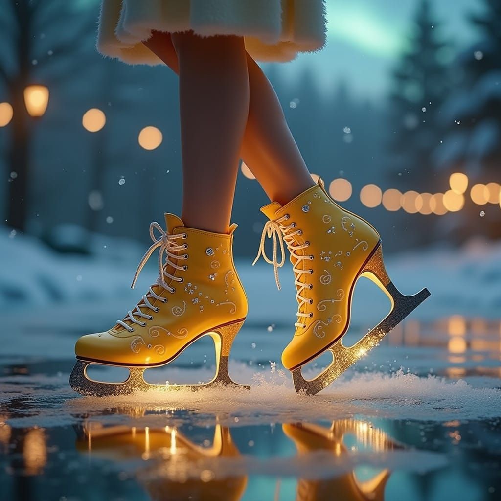 Glowing Winter Wonderland in Yellow High Heel Ice ... - AI Art