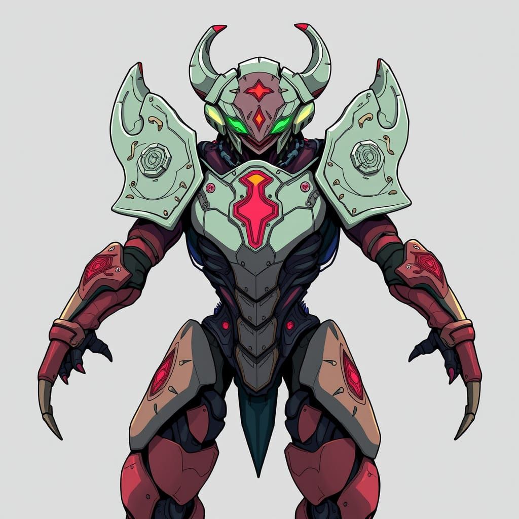 Anime-Inspired Insectoid Armor with Magic Runes - AI Art