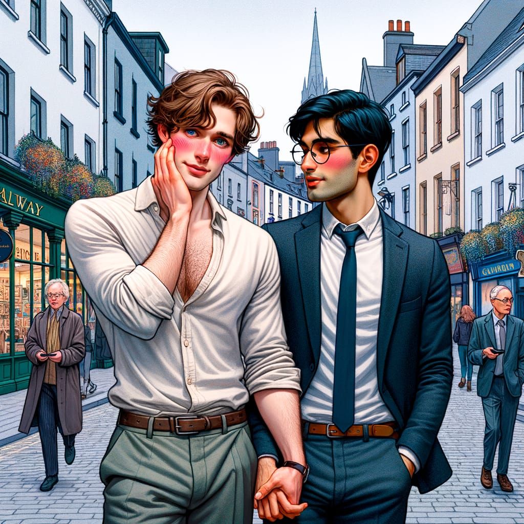 Love in the City of Tribes: A Tender Moment in Gal... - AI Art