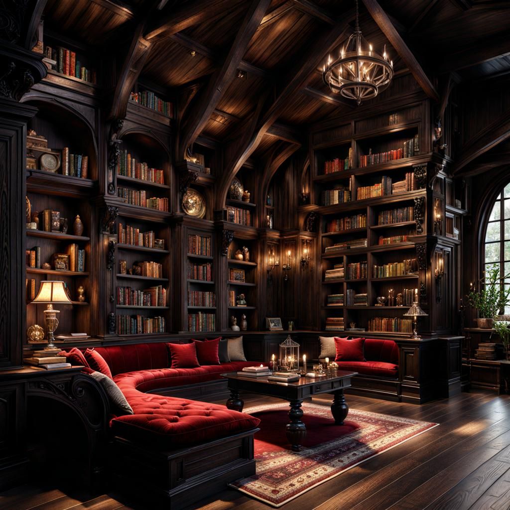 Mansion Library & Reading Nook - AI Generated Artwork - NightCafe Creator