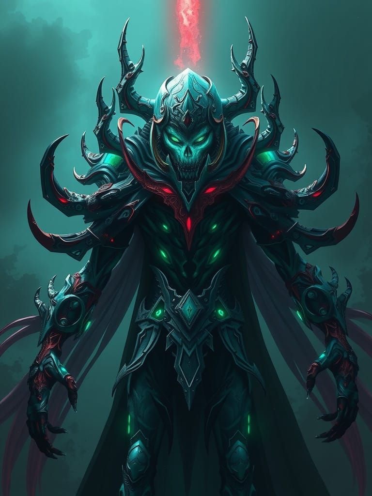 Ethereal Monstrosity in Necrotic Green and Cyan - AI Art