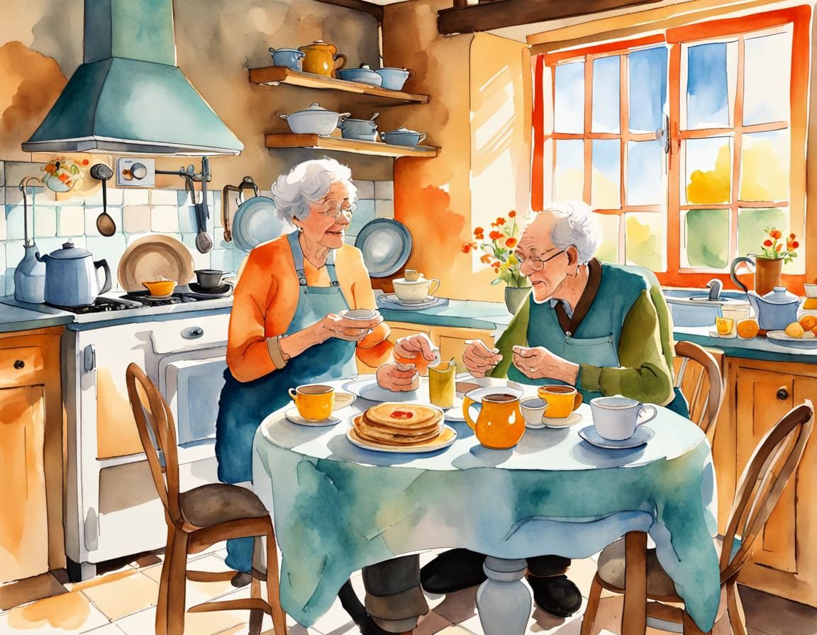 Old couple bonding over breakfast. - AI Generated Artwork - NightCafe ...